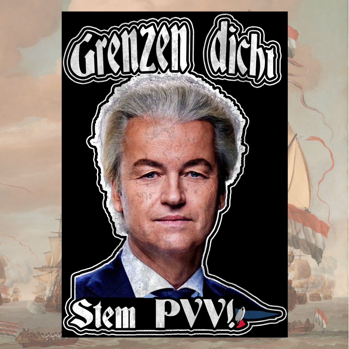 “Grenzen dicht, stem PVV” Sticker – Rechtse Plakkers